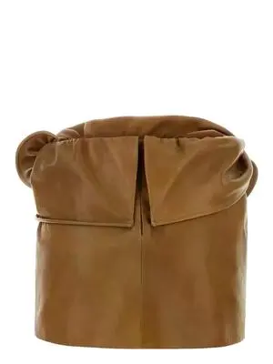 Magda Butrym Draped Leather Mini Skirt - Brown