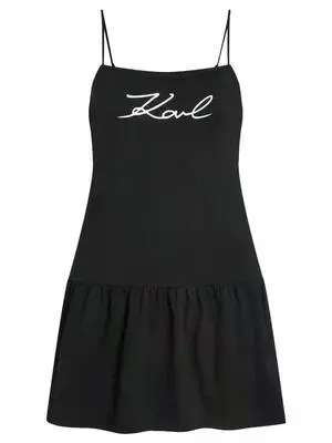 Karl Lagerfeld Logo-print Ruffled Beach Dress - Black