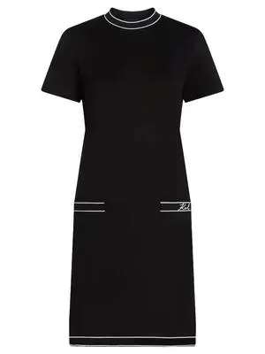 Karl Lagerfeld Logo-embroidered Mini Dress - Black