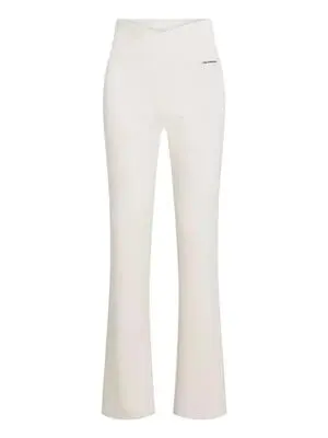 Karl Lagerfeld Logo Plaque Crossover Waistband Trousers - White