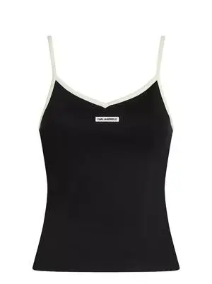 Karl Lagerfeld Logo Patch Contrast Trim Vest - Black