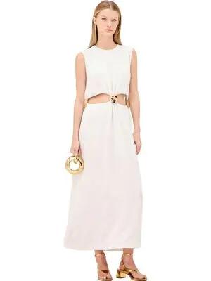 alexis alora embroidered cotton midi dress Ulla Johnson | Women's Alexi Midi Dress in Beige Floral Print Short Sleeve Dress Size 10 | Evening Dress