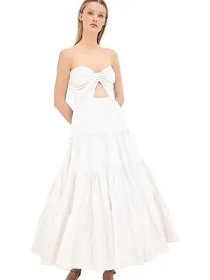 Alexis Olivienne Strapless Tiered Midi Dress - Blanc