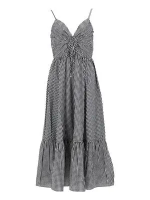 Michael Kors Checked Cotton Midi Dress - Black