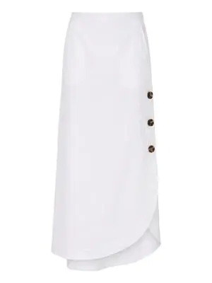 Max Mara Viscose And Linen Canvas Skirt - White