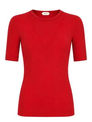Versace Ribbed T-shirt With Embroidery - Red