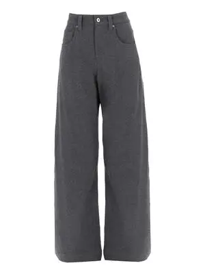 Brunello Cucinelli High Waisted Wide Leg Trousers - Grey