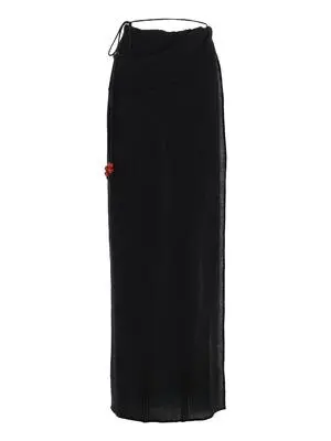 MAGDA BUTRYM Magda Butrym Black Beaded Draped Wrap Maxi Skirt