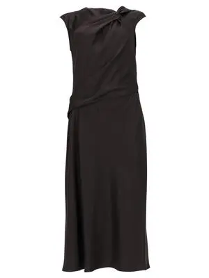 Theory Twist Bodice" Satin Dress - Charcoal