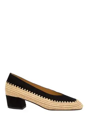Gabriela Hearst Strength Raffia And Suede Pumps - Black