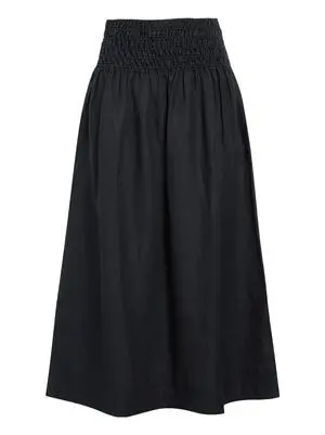 Rails Alessa Shirred Linen Midi Skirt - Black