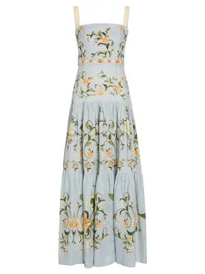 Agua Bendita Agua By Agua Bendita Floral-Print Linen Maxi Dress Multicoloured