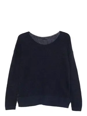 Akris Navy Open-knit Boat-neck Sweater - Blue