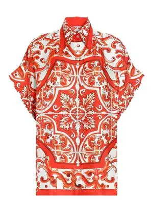 Dolce & Gabbana Majolica-print Silk Shirt - Red