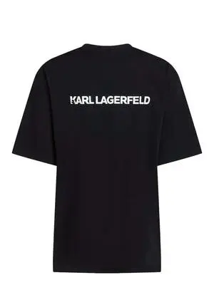 Karl Lagerfeld Logo Print Cotton T-shirt - Black