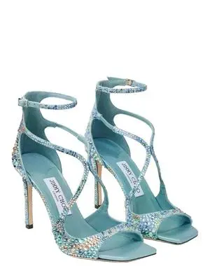 JIMMY CHOO Jimmy Choo Azia 95 Crystal-Embellished Sandals Blue