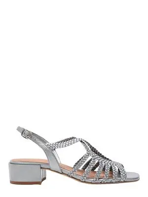 NAGUISA Raco Nacar Low Square Toe Braided Leather Sandals - Silver