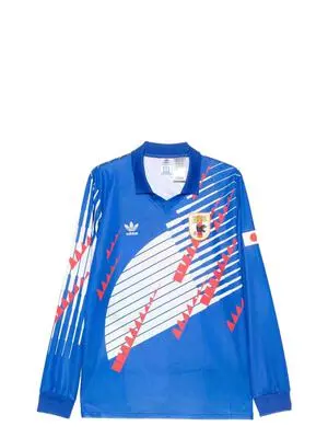 Adidas Graphic Print Long Sleeve Collared T-shirt - Blue
