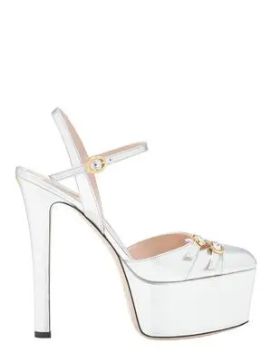 Valentino Garavani Crasher Metallic Leather Platform Pumps - Silver