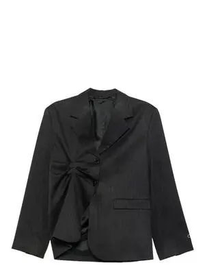 AVAVAV Pinstripe Gathered Detail Blazer - Black