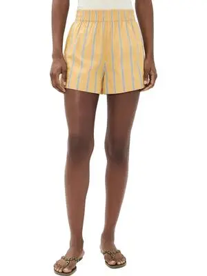 Madewell Terry Full Elastic Pull-on Shorts In Stripe - Yellow And Blue Stripe