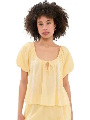 DAMSON MADDER Maura Lace Trim Top - Butter