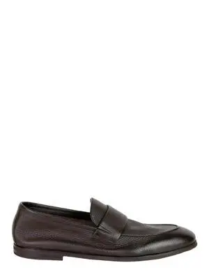 Neil Barrett Grainy Leather Loafers - Brown