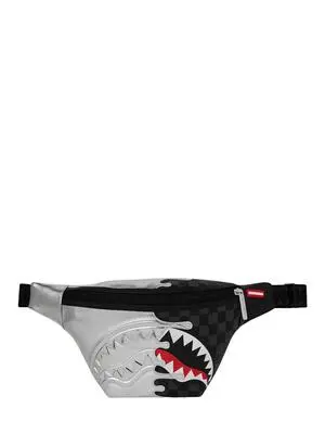 SPRAYGROUND Side Drip Black Check Savvy Crossbody" Waist Bag - Silver