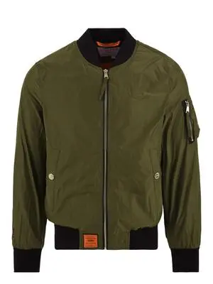 BOMBERS Lightweight Nylon Zip-up Bomber Jacket - Kaki