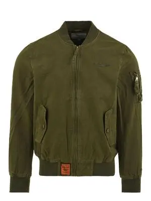 BOMBERS Zip-up Cotton Jacket - Kaki