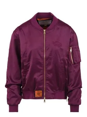 BOMBERS Oversized Satin Bomber Jacket - Purple
