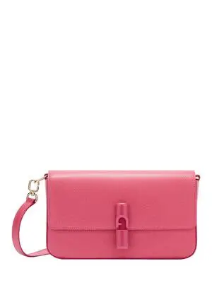 Furla Iride Crossbody Bag In Textured Leather - Velvet Pink