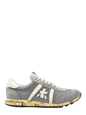 Premiata Lace-up Suede And Fabric Sneakers - Grey