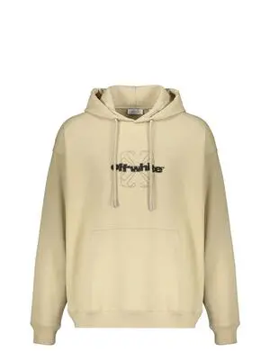 Off-White Logo Cotton Hoodie - Beige
