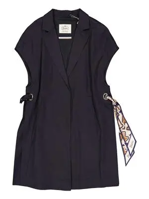 Herno Sleeveless V-neck Long Coat With Side Slits - Blue