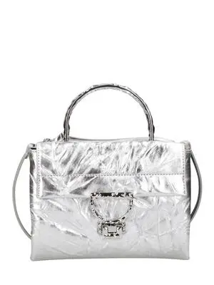 COCCINELLE Coccinelle Metallic Effect Leather Handbag Silver