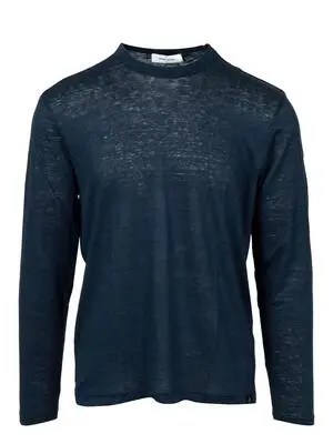 GRAN SASSO Long Sleeve Linen T-shirt - Blue
