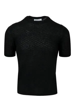 GRAN SASSO Linen & Cotton Blend Knit - Black