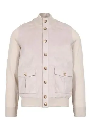 GRAN SASSO Alcantara And Organic Cotton Jacket With Ribbed Collar And Pockets