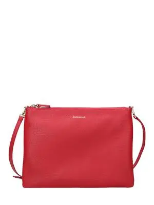 COCCINELLE Grained Leather Shoulder Bag - Red