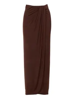 Andamane Draped Jersey Maxi Skirt - Brown