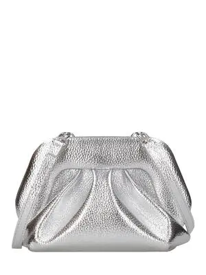 THEMOIRE Faux Leather Clutch With Shoulder Strap - Silver