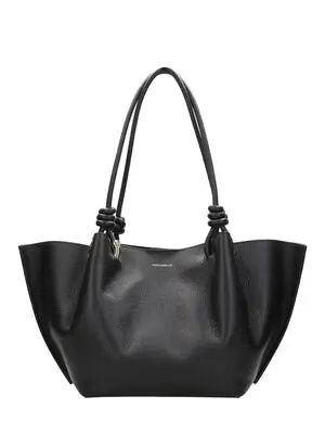 COCCINELLE Grained Leather Shoulder Bag With Knotted Handles - Nero