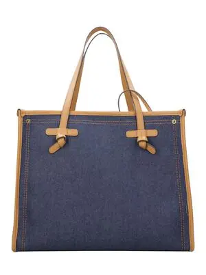 MARCELLA Tote Bag - Denim+leather