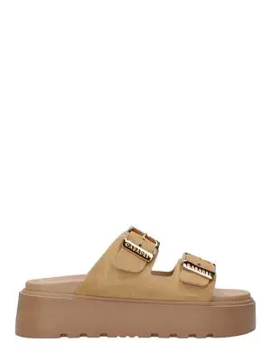 Casadei Suede Double Strap Platform Sandals - Toffee