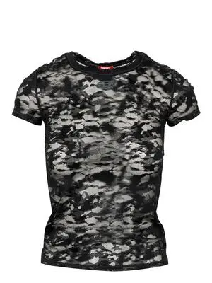DIESEL® Diesel Stretch Lace Camouflage Print Short Sleeve Top