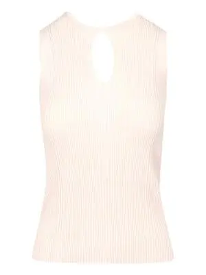 SIMONA CORSELLINI Simona Corsellini Ribbed Sleeveless Top With Keyhole Neckline And Open Back Detail Ginger