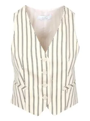 KAOS Sleeveless Cotton Vest With V-neck And Pockets - Beige