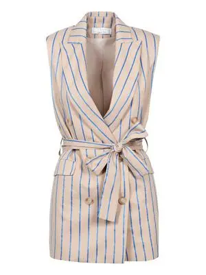 KAOS Sleeveless Belted Blazer With Stripe Detail - Pervinca