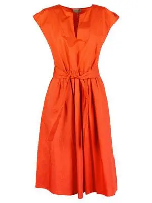 Woolrich Woolrich Poplin Short Dress With Belt Paprika